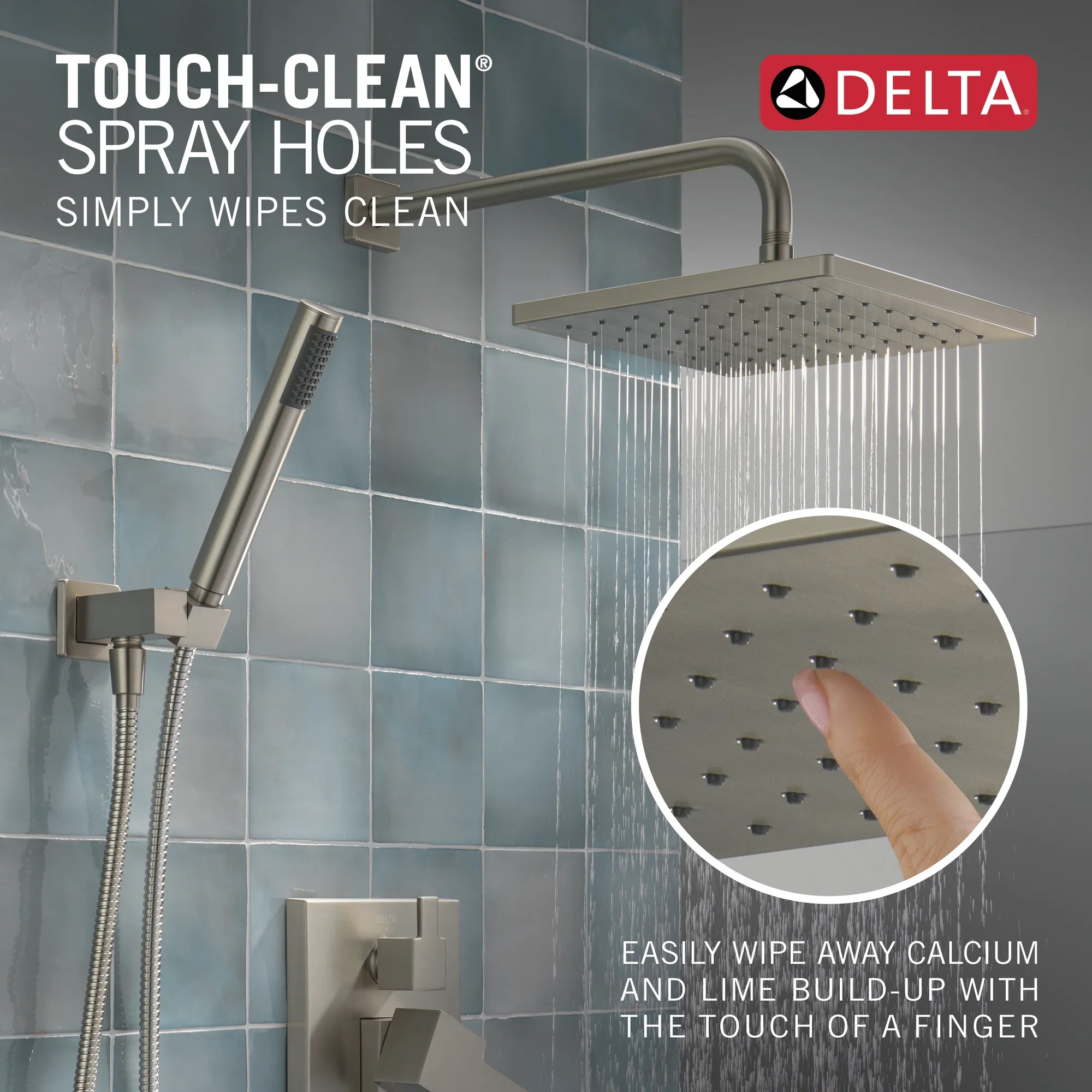 Delta 342701-SP Modern Raincan Shower System Handheld Spray Stainless ...