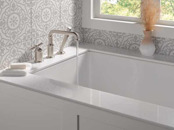 Three Hole Roman Tub Trim With Hand Shower Less Handle T3784 Ss Pr