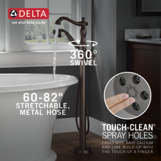 Single Handle Floor Mount Tub Filler Trim with Hand Shower - Less ...